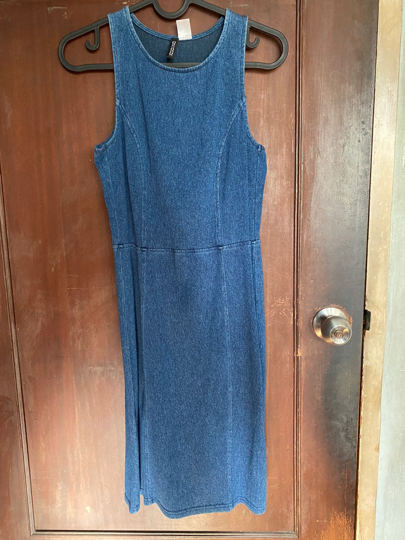 H&M Denim Dress with Open Back, Women's Fashion, Dresses & Sets ...