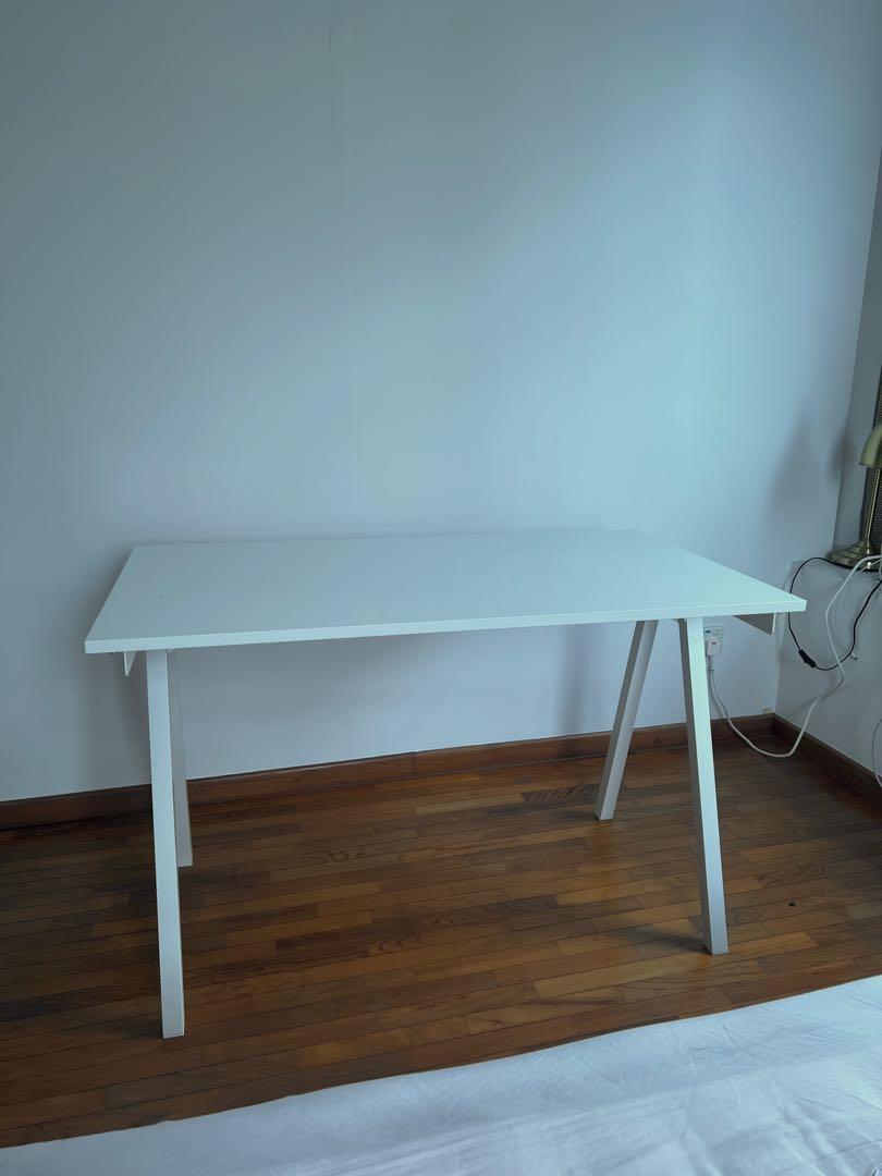 IKEA TROTTEN Desk 140x80 in White, Furniture & Home Living, Furniture ...