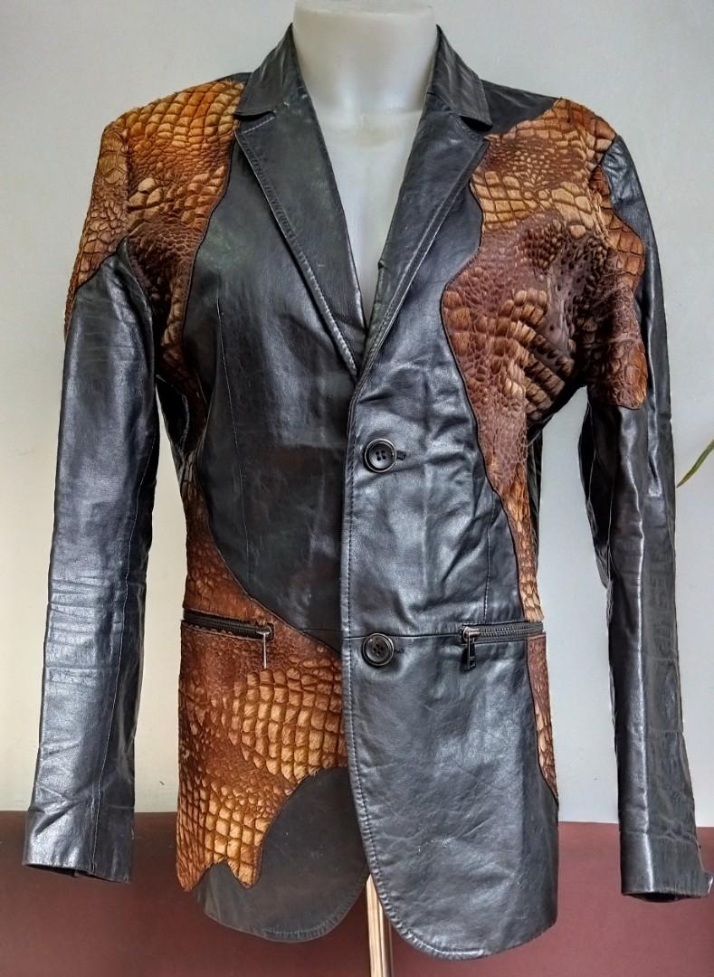 Leather coat with animal skin, Women's Fashion, Coats, Jackets and ...