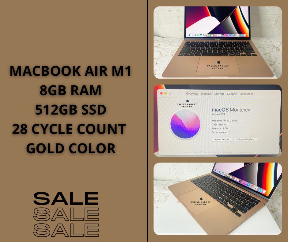 Macbook Air Gold M1 chip 8gb Ram 512gb SSD WITH WARRANTY UNTIL MARCH ...
