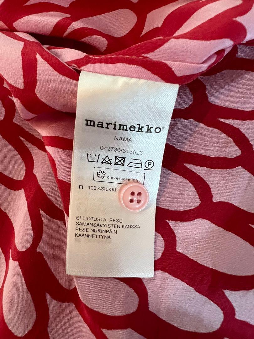 Marimekko Nama Silk Red Shirt - Pikku Suomu Print, Women's Fashion ...