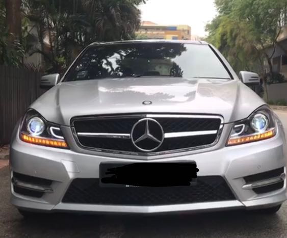 MERCEDES BENZ W204 C63 C-CLASS AMG CHROME LED DRL PROJECTOR HEADLIGHTS ...