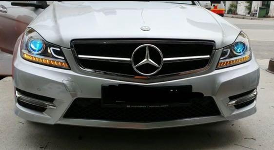MERCEDES BENZ W204 C63 C-CLASS AMG CHROME LED DRL PROJECTOR HEADLIGHTS ...
