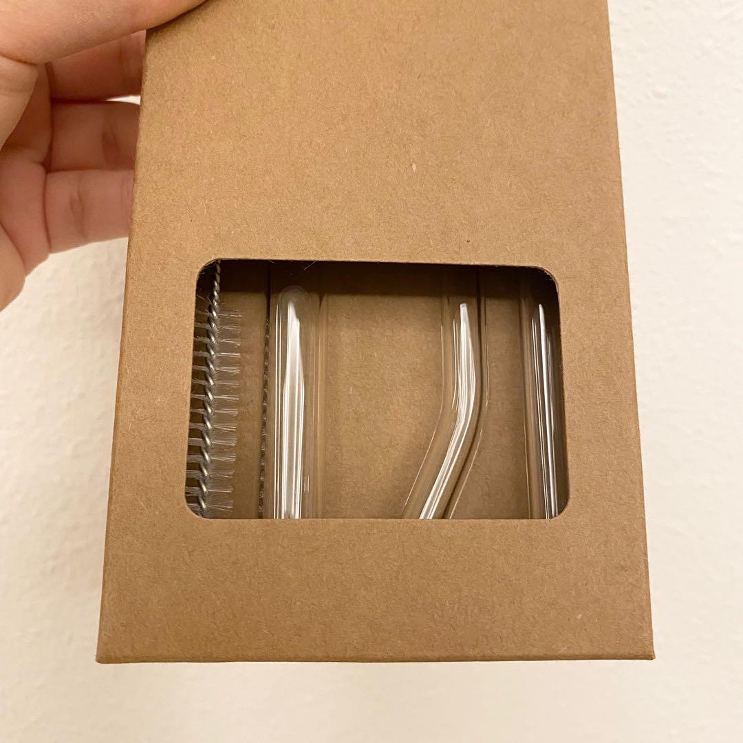 Minimal Aesthetic Transparent Glass Reusable Straw Set, Furniture ...