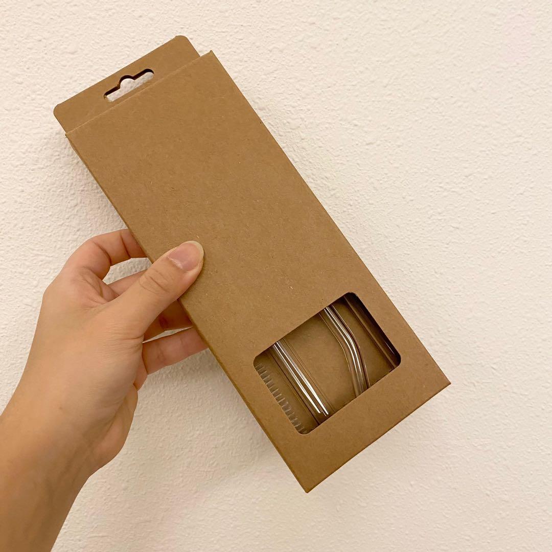 Minimal Aesthetic Transparent Glass Reusable Straw Set, Furniture ...