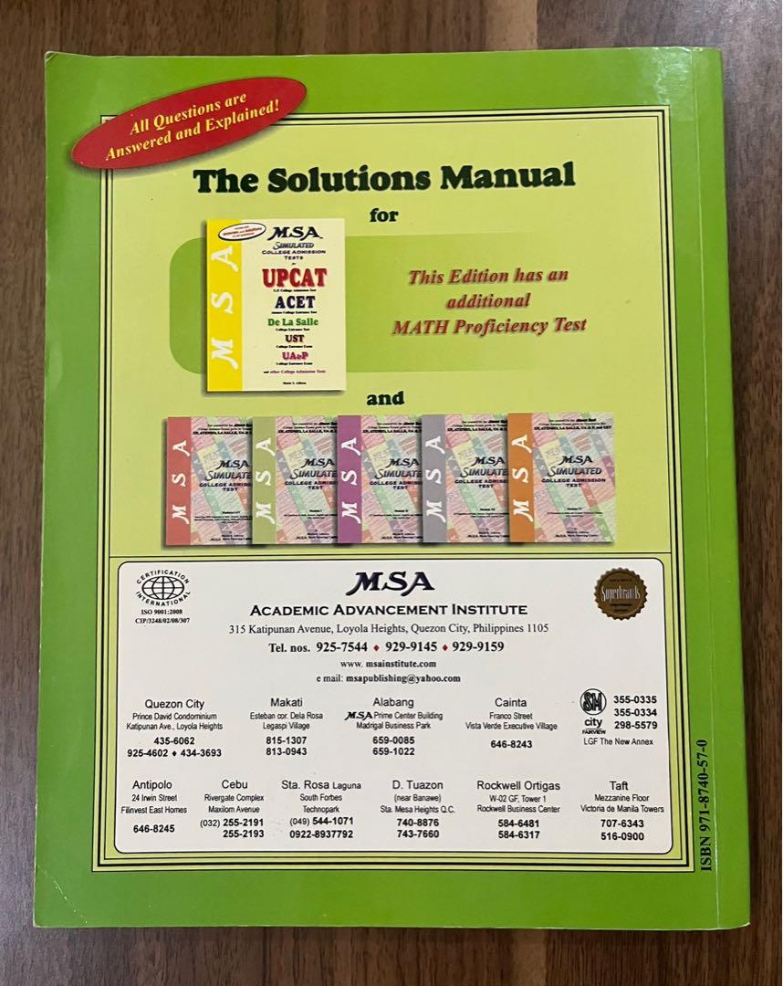 MSA College Admission Test Solutions, Hobbies & Toys, Books & Magazines ...