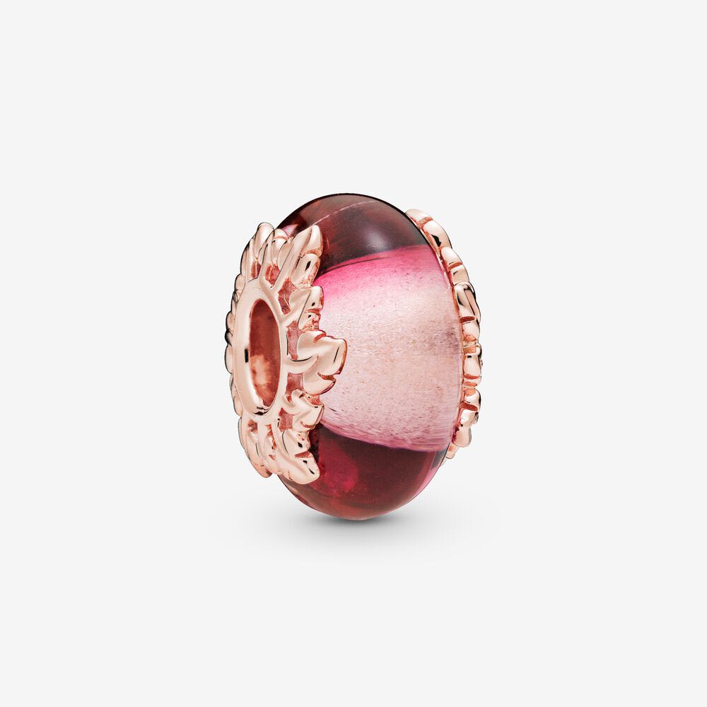 Pandora authentic Sales Plnk Murano Glass & Leaves Charm, Women's ...