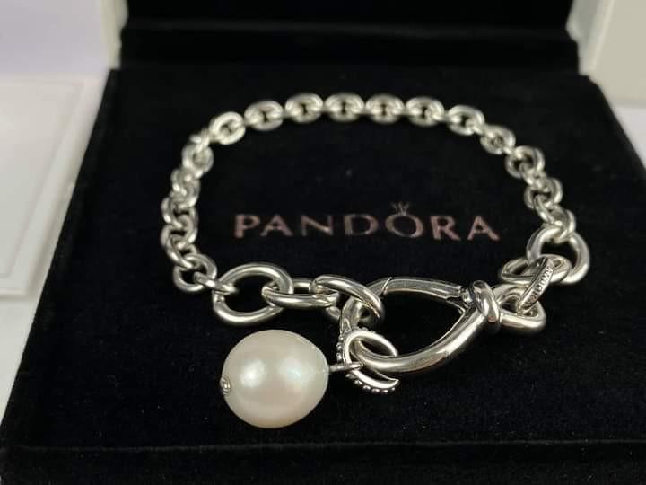 Pandora Original Pearl Authentic Silver Necklace | Earrings | Bracelet ...