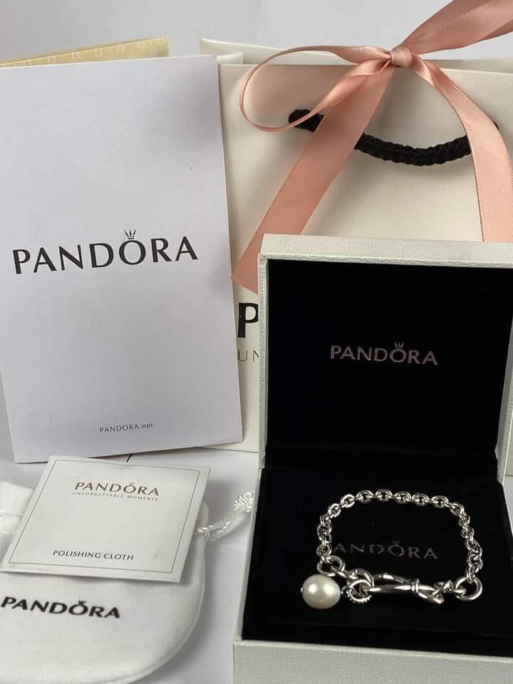 Pandora Original Pearl Authentic Silver Necklace | Earrings | Bracelet ...