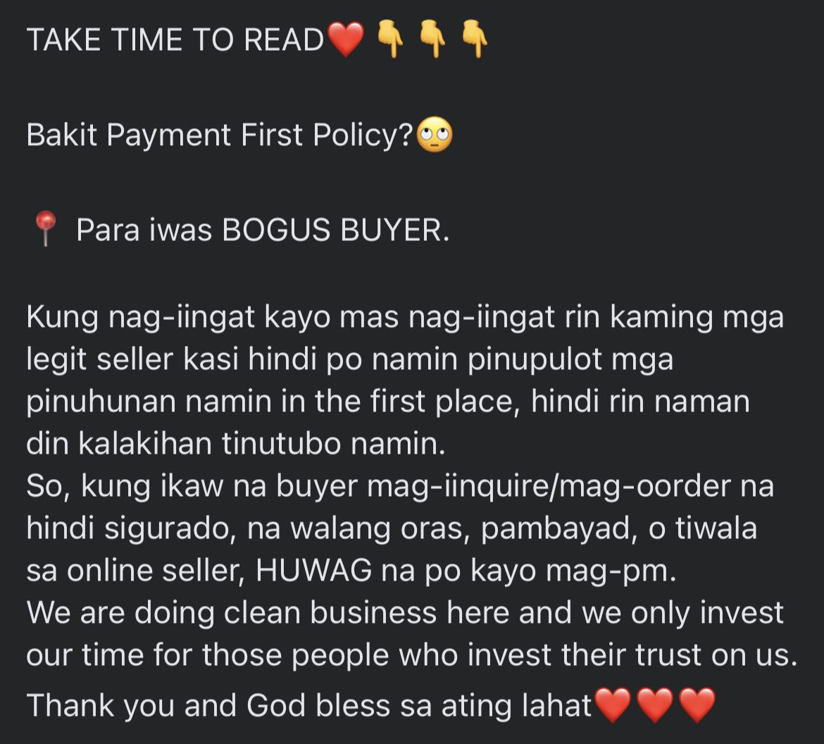 payment first policy, Announcements on Carousell