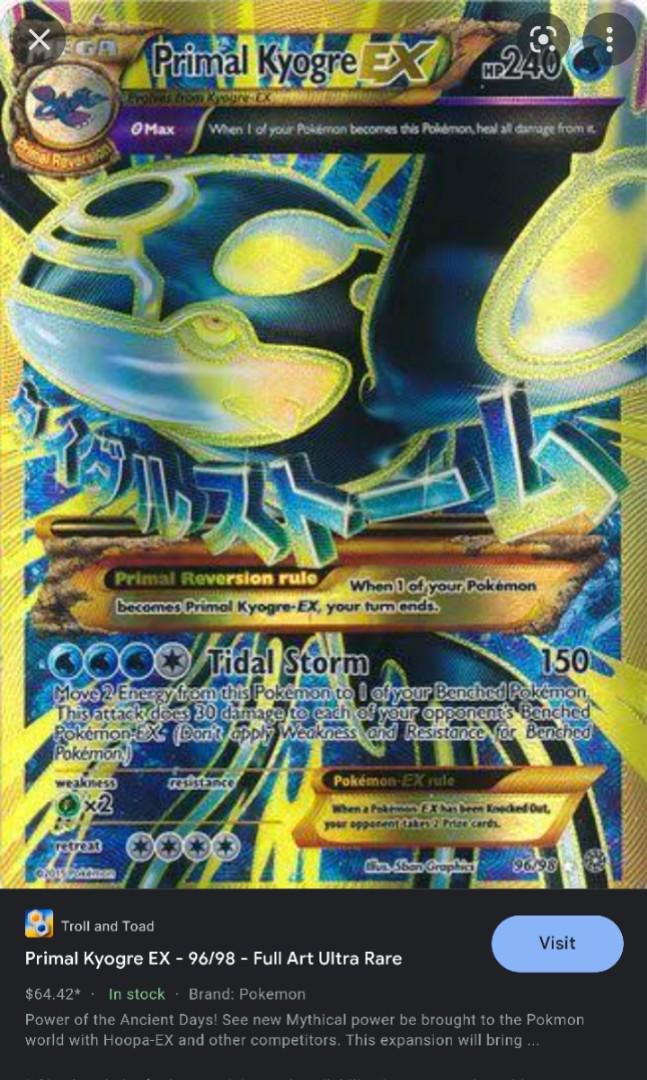 Pokemon TCG Mega Primal Kyogre Ex XY Ancient Origins Shiny Full Art ...