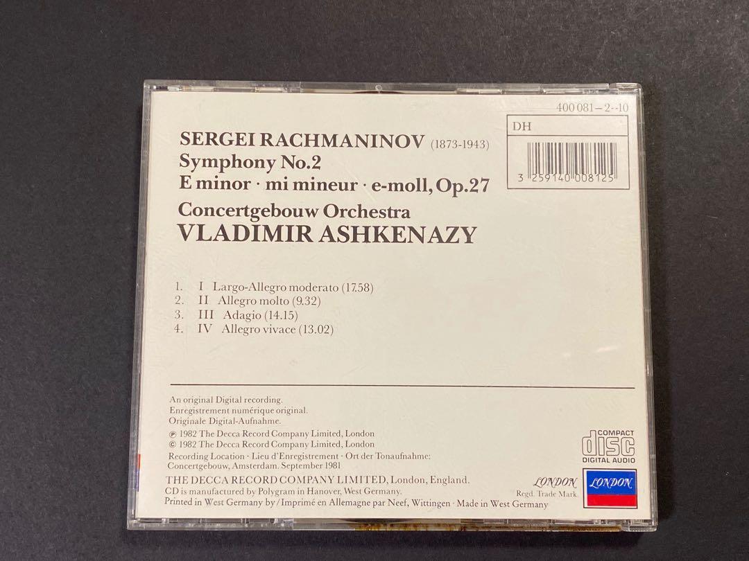 Rachmaninov: Symphony No. 2, Vladimir Ashkenazy, 興趣及遊戲, 音樂、樂器 & 配件, 音樂與媒體 - CD 及 DVD - Carousell