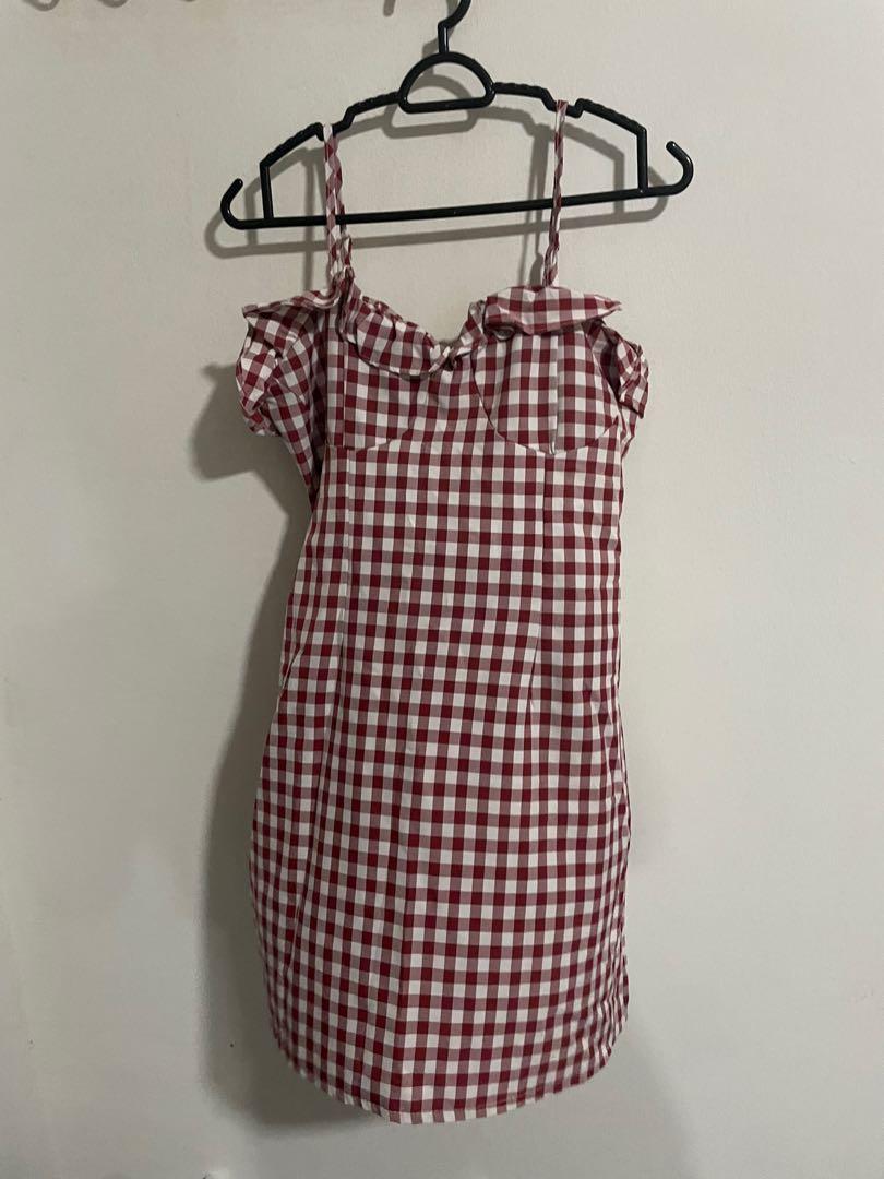Red cheque dress, Women's Fashion, Dresses & Sets, Dresses on Carousell