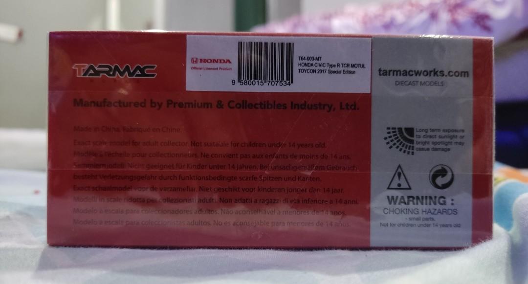 TARMAC WORKS 1/64 HONDA CIVIC TYPE R FK2 TCR MOTUL TOYCON 2017 SPECIAL ...