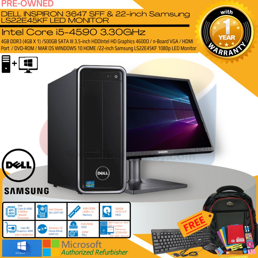 USED Intel Core i5-4590 3.30GHz with Dell Inspiron 3647 SFF Bundled ...