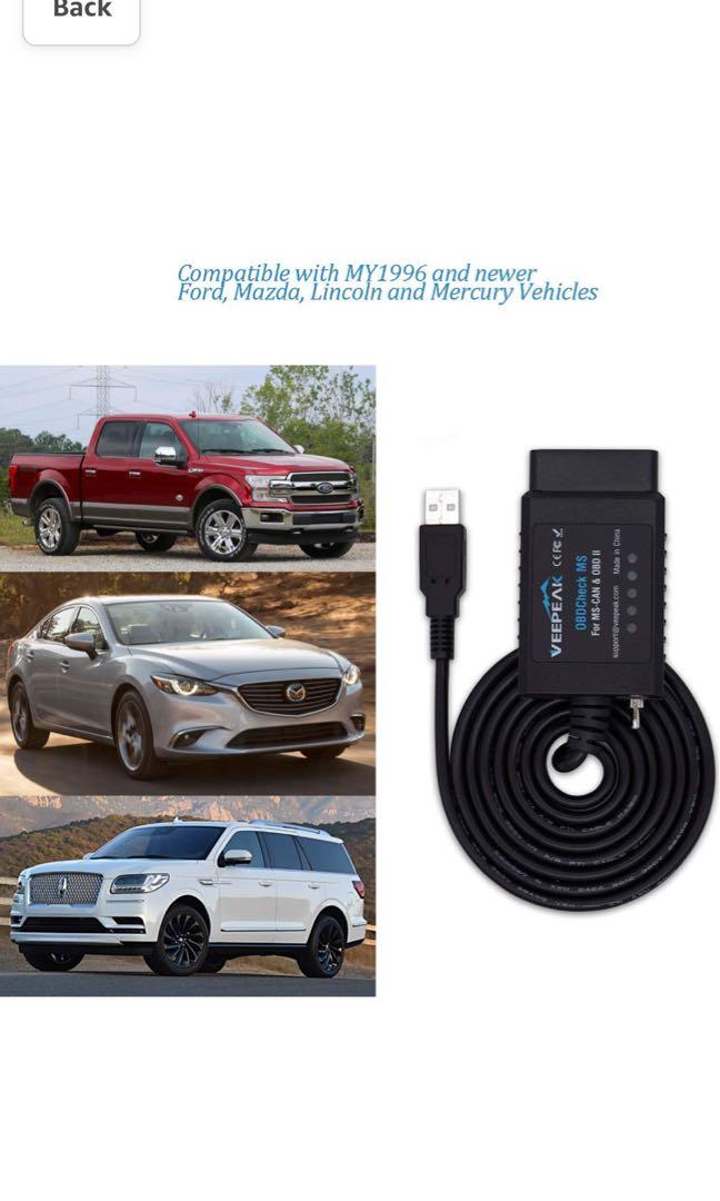 Veepeak USB OBD2 Adapter for FORScan with MS-CAN Support Diagnostic and ...