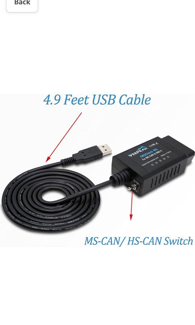 Veepeak USB OBD2 Adapter for FORScan with MS-CAN Support Diagnostic and ...