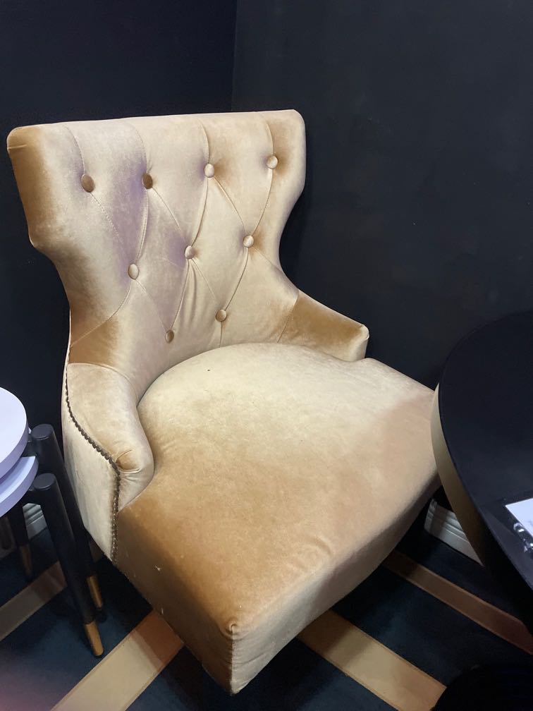 Victorian Luxury Gold Chair X 2 + Stool, Furniture & Home Living ...