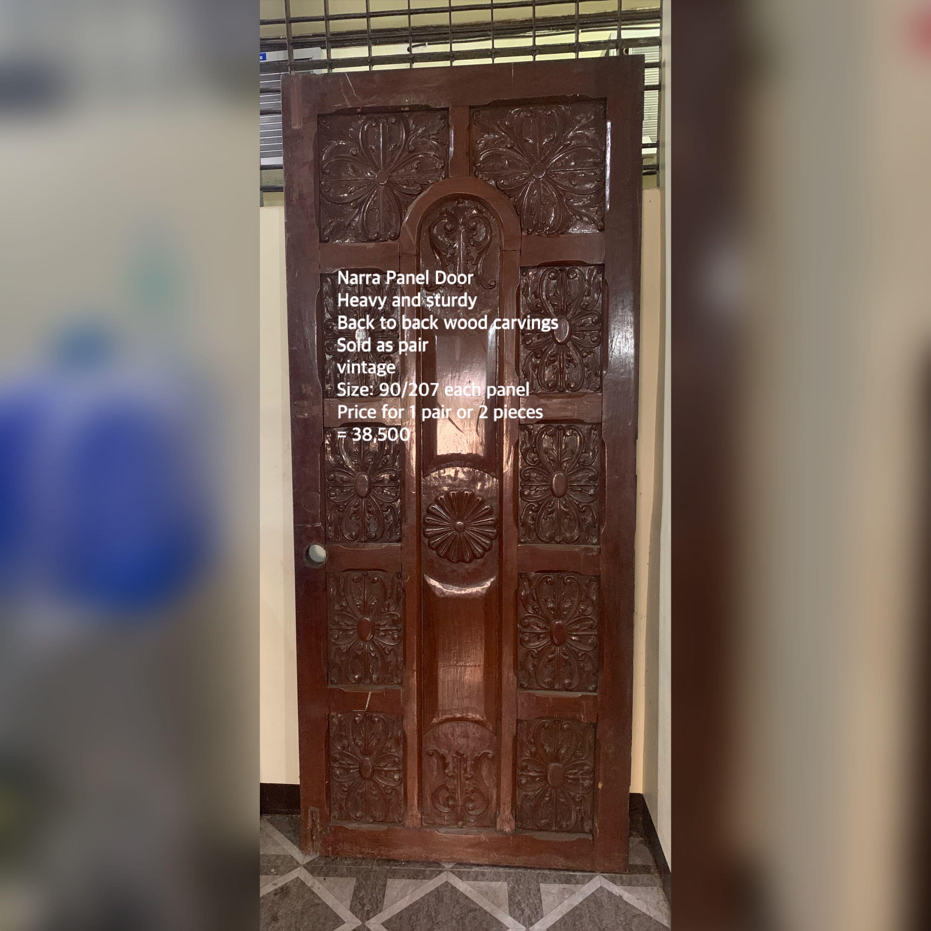 vintage narra door with carvings, Furniture & Home Living, Security ...