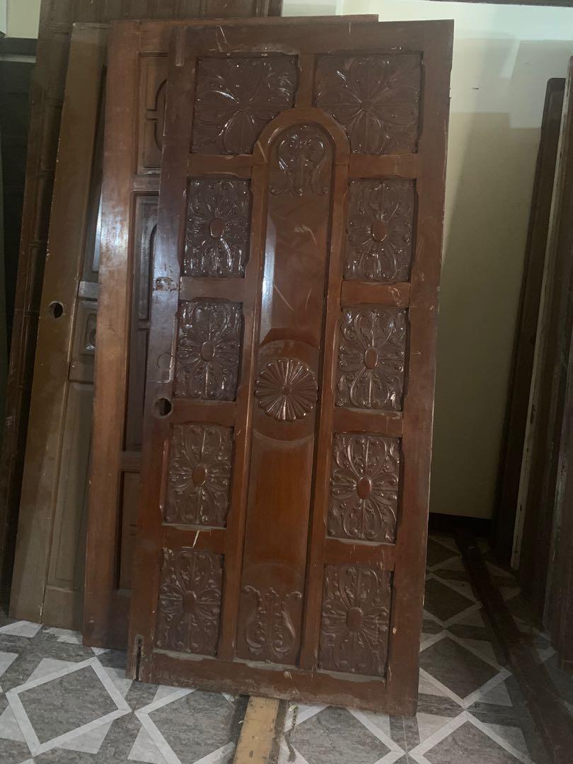 vintage narra door with carvings, Furniture & Home Living, Security ...