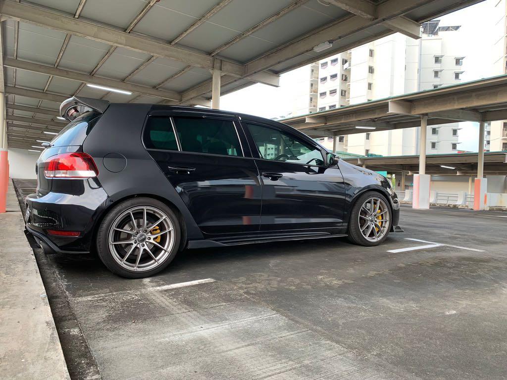 Volkswagen golf gti vinyl wrap matte black half rear, Car Accessories ...