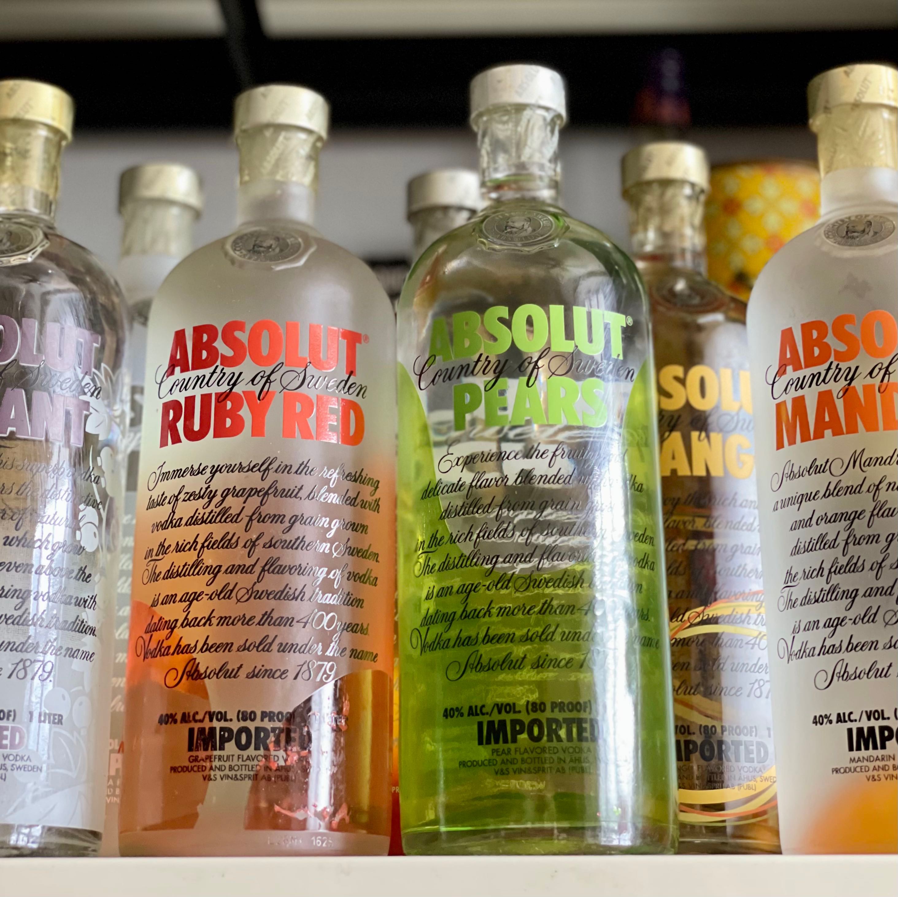 1L Absolut Vodka Plain Vanilla peach Pears Mandarin Citron Mango Kurant ...