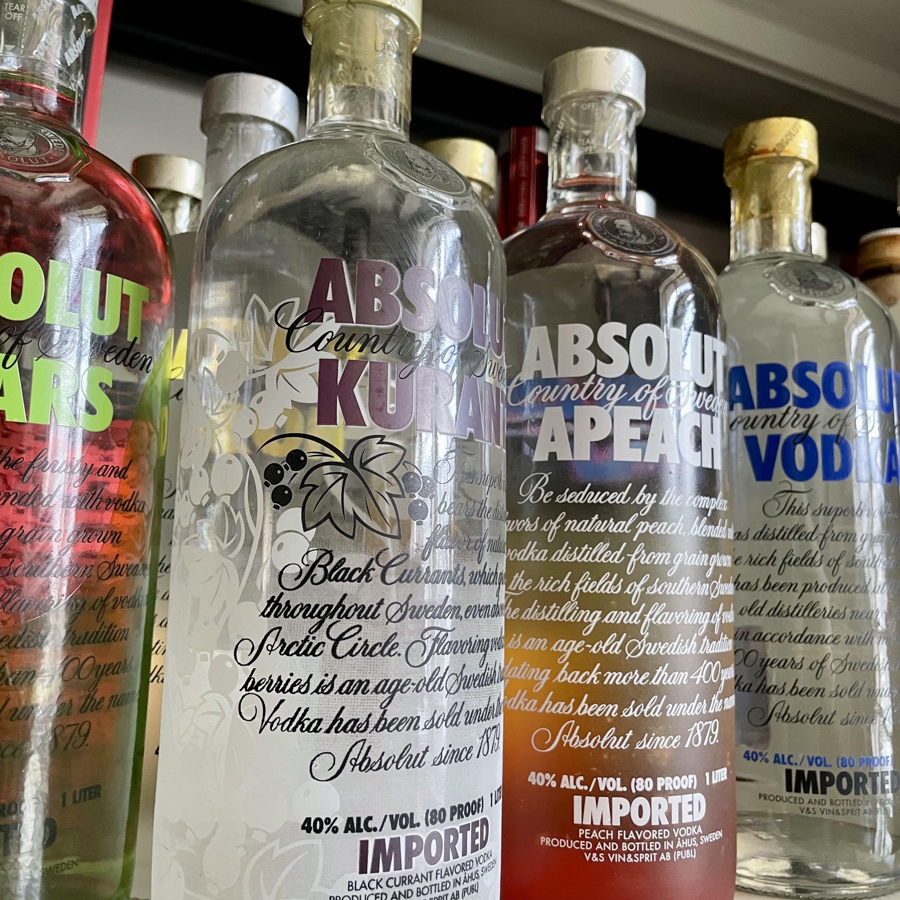 1L Absolut Vodka Plain Vanilla peach citron raspberry Watkins Peppar ...