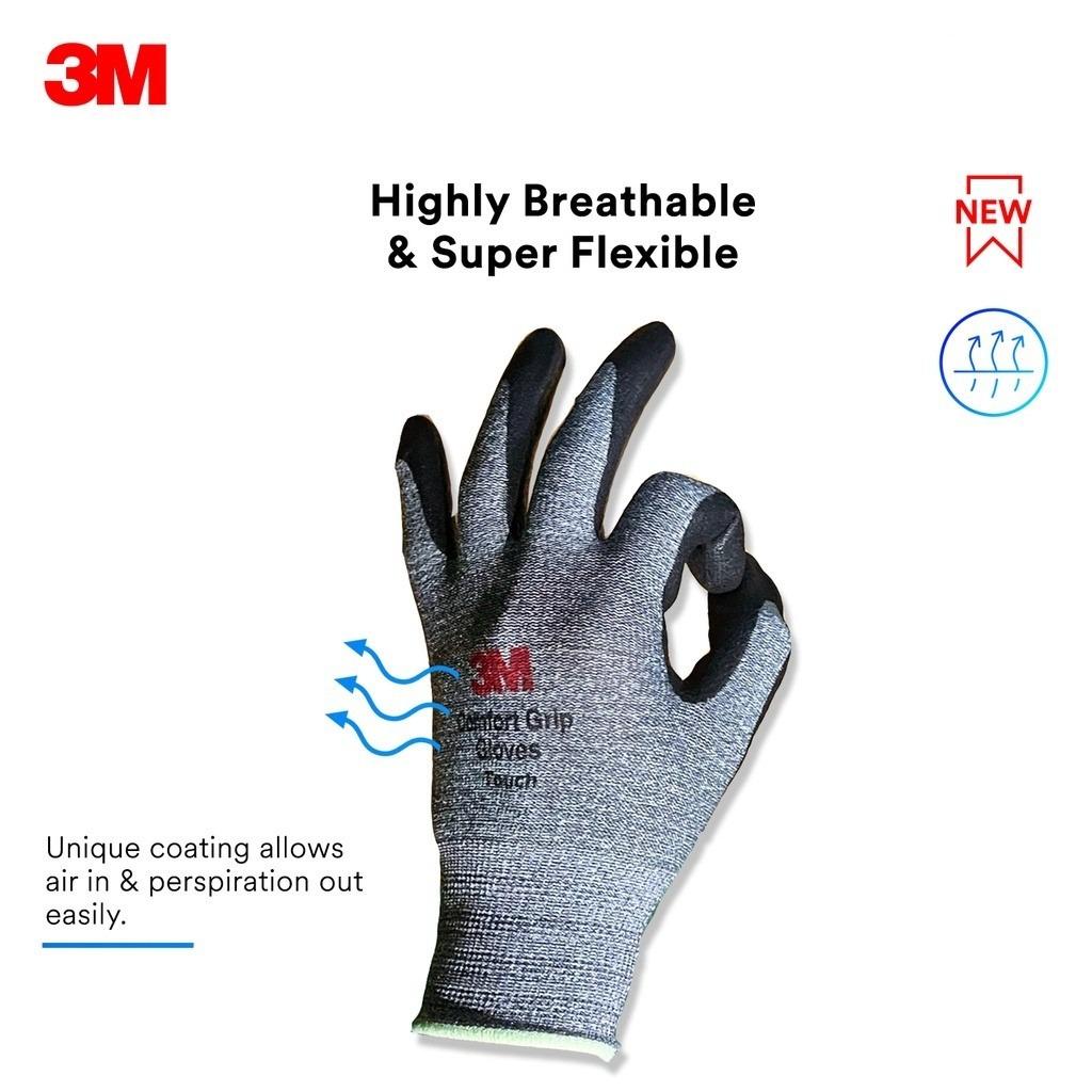 3M Comfort Grip Gloves Touch / Touch Screen Friendly/ Grey Colour Glove ...