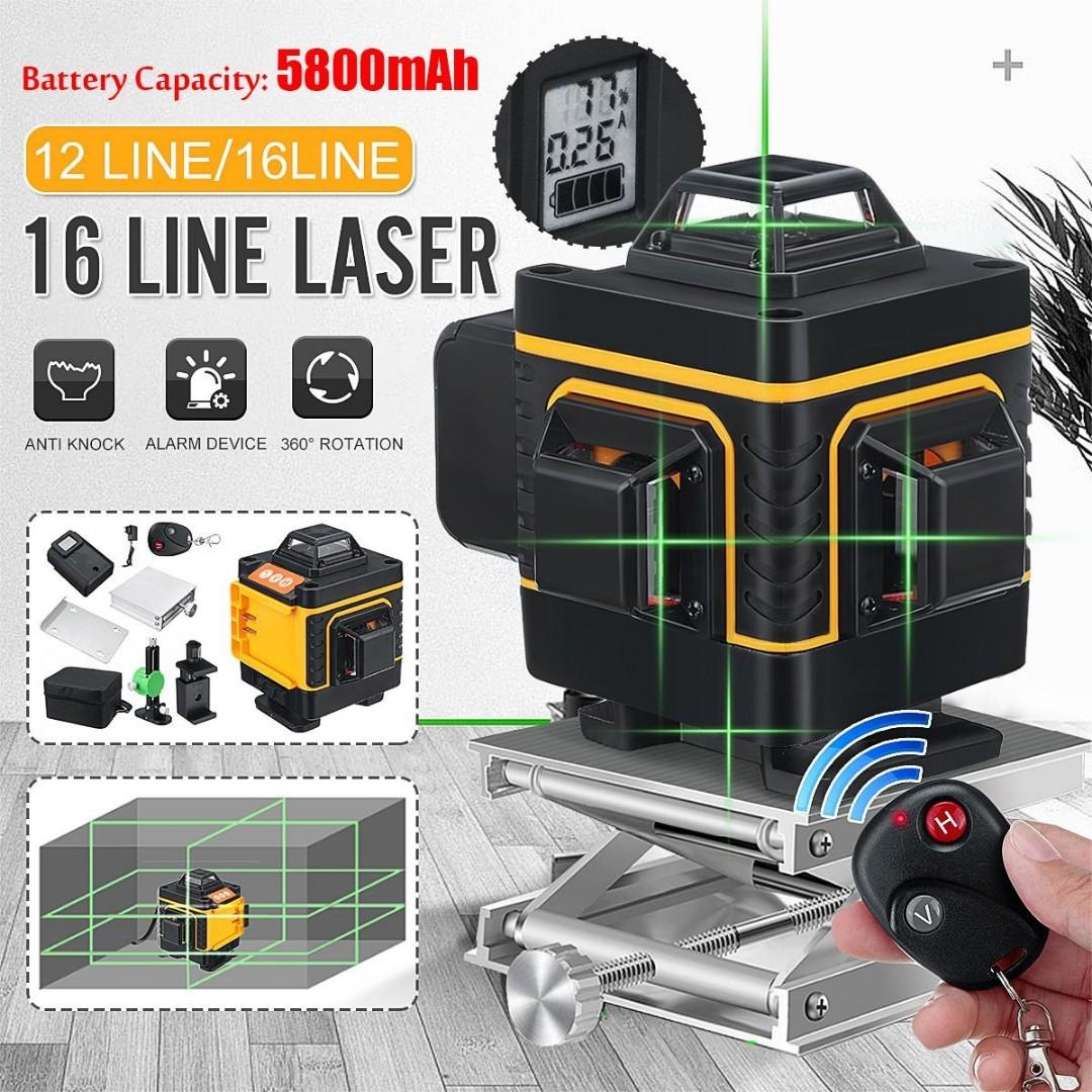 4D Green Laser Level 16 Lines professional Self-Leveling 360 Horizontal Vertical Green Laser ...