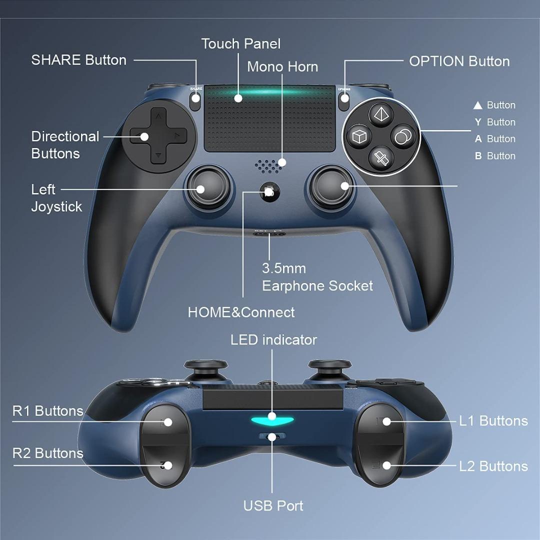 84.M P4 Controller Wireless,JORREP DualShock 4 Wireless Controller for Sony Playstation 4/Pro ...