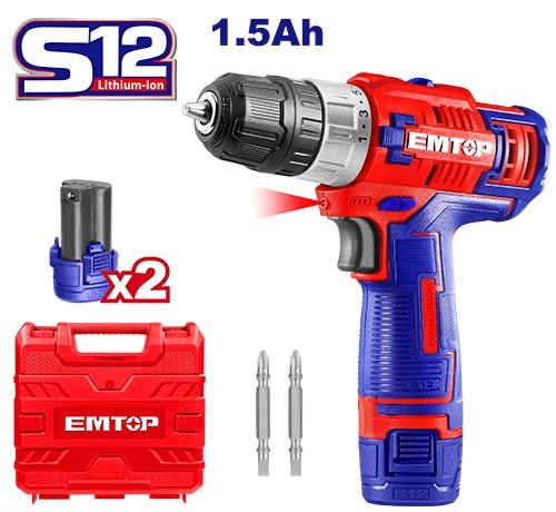 EMTOP ECDL12620 Lithium-Ion Cordless Drill, Furniture & Home Living ...
