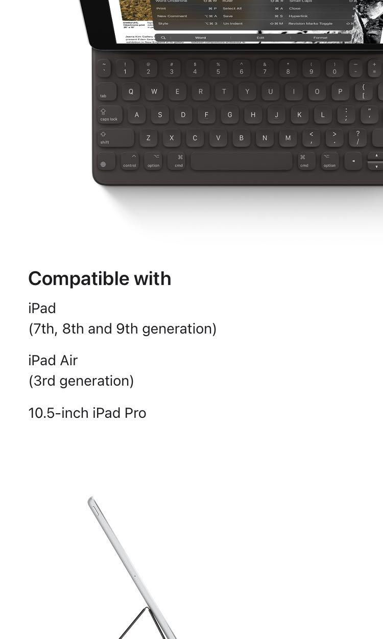 Apple Smart Keyboard for iPad 7, 8 & 9th Generation , Computers & Tech ...