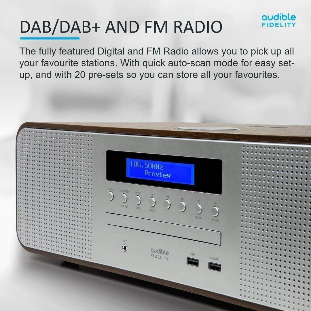 AUDIBLE FIDELITY Complete Hi-Fi DAB/DAB+ Stereo System CD Player With ...