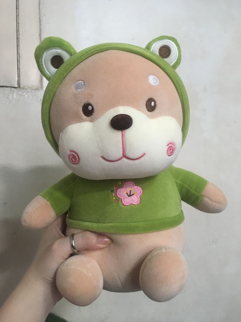 Bear with Frog Hat Stuffed Toy, Hobbies & Toys, Toys & Games on Carousell