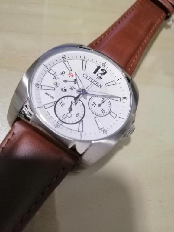 Brand New Vintage Citizen Day Date Sub-Dial Quartz Movement Leather ...