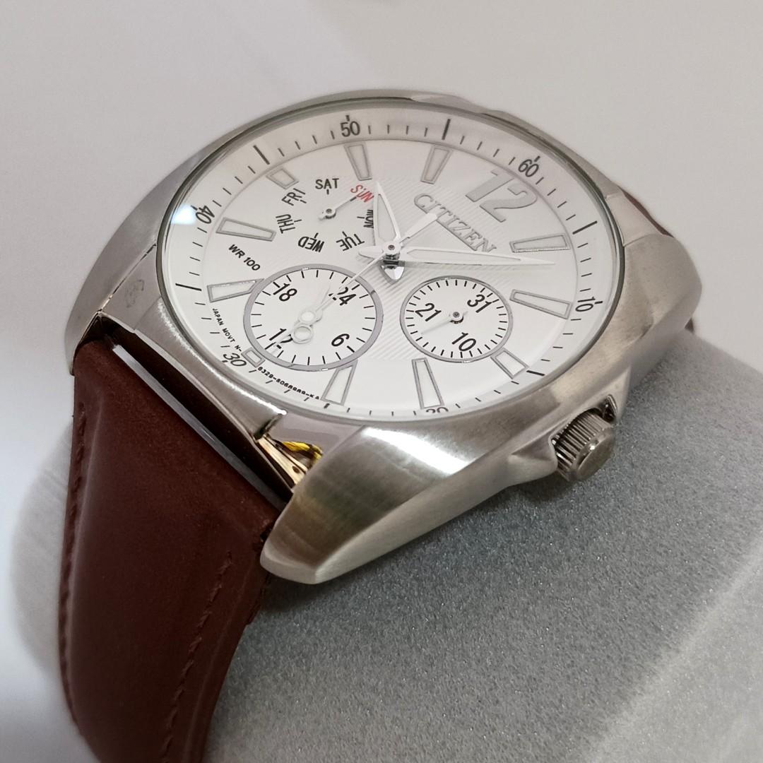 Brand New Vintage Citizen Day Date Sub-Dial Quartz Movement Leather ...