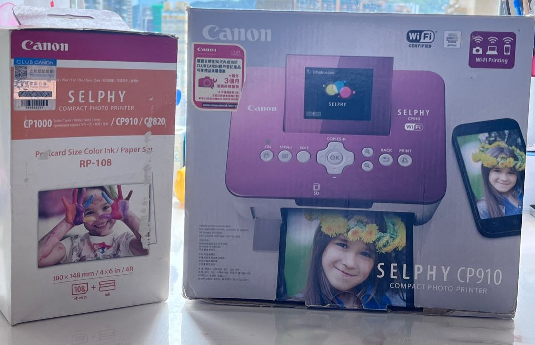 Canon Selphy CP910 and postcard size colour ink /paper set, 電腦＆科技, 打印機及 ...