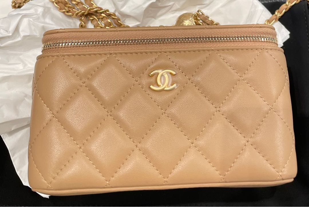 Chanel 22B Vanity case with pearl crush, beige, Luxury, Bags & Wallets ...