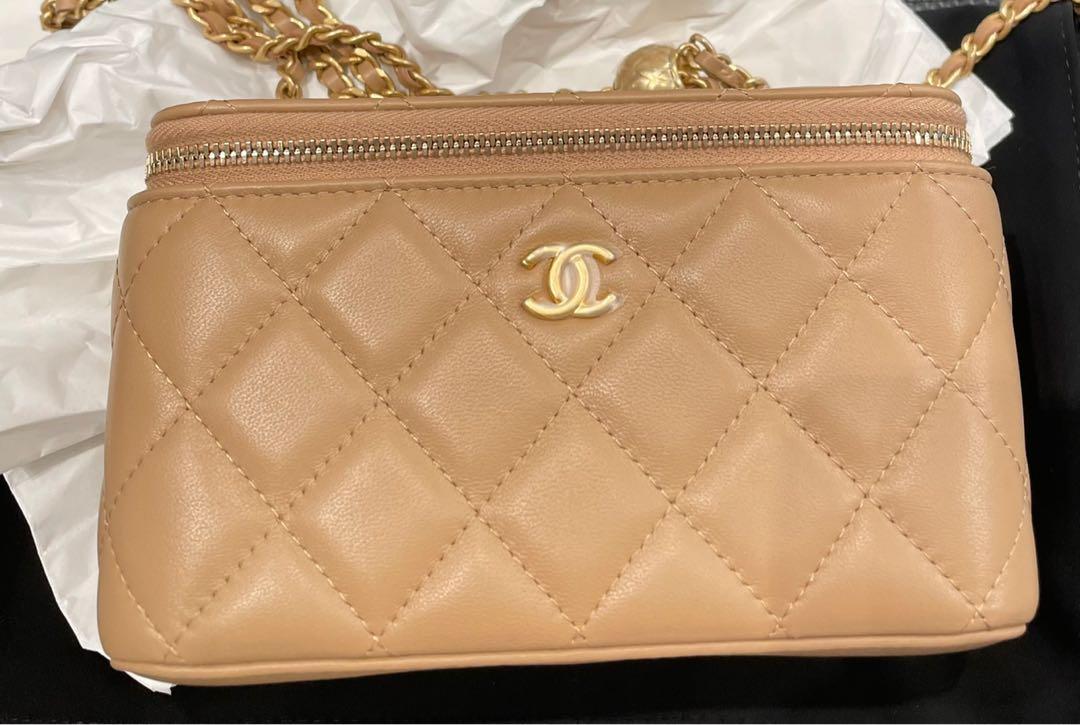 Chanel 22B Vanity case with pearl crush, beige, Luxury, Bags & Wallets ...