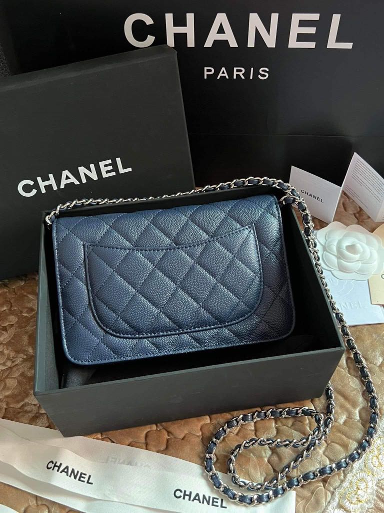 Chanel Woc Navy Caviar leather (microchip)mini, Luxury, Bags & Wallets ...