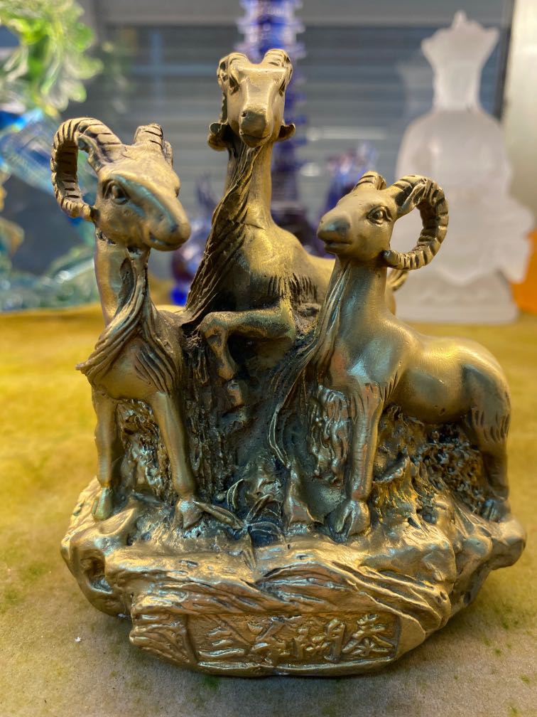 Copper Fortune Goat 铜三羊开泰, Furniture & Home Living, Home Decor, Other ...
