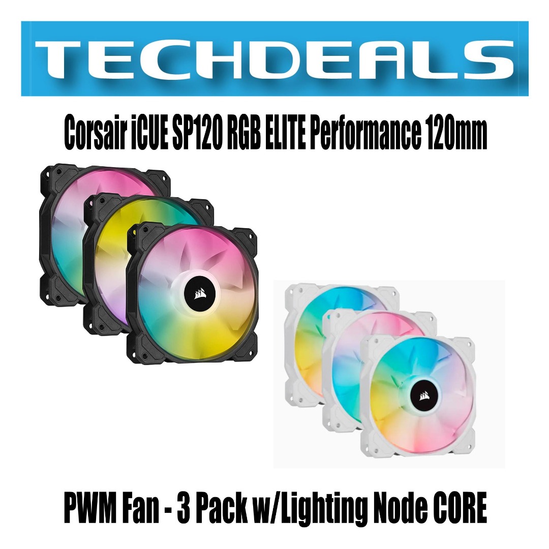 Corsair iCUE SP120 RGB ELITE Performance 120mm PWM Fan - 3 Pack w ...