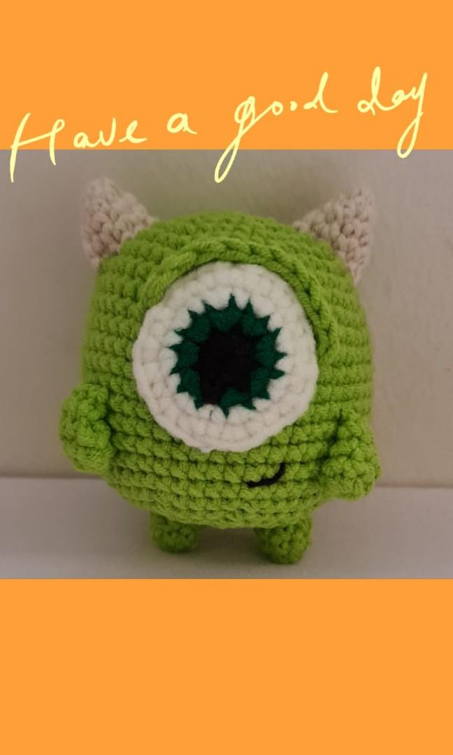Crochet Mike Wazowski, Hobbies & Toys, Stationery & Craft, Handmade ...