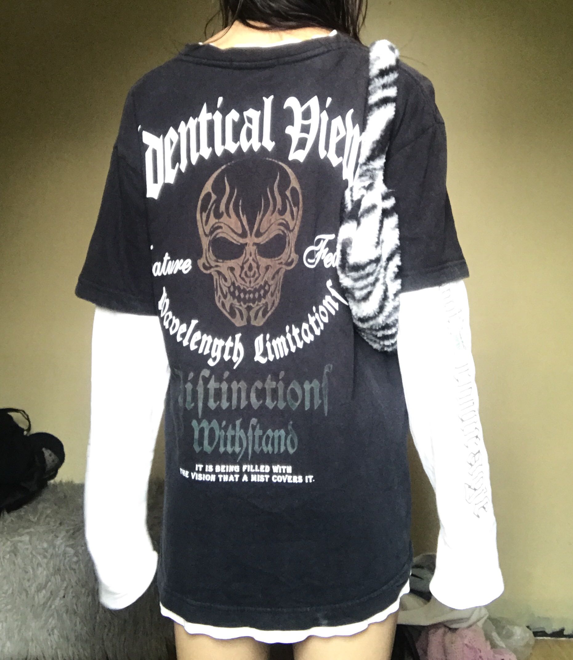 cyberpunk grunge skull black and white y2k longsleeve goth alt ...