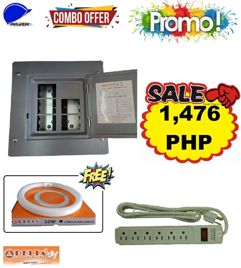 Delta Panel Box 4 Branches (3x3) & DELTA Extension Cord 6 Gang 6FT w ...