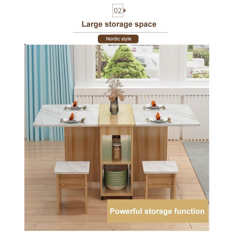 Folding Table Movable Wooden Rectangle Dining Table Living Room ...