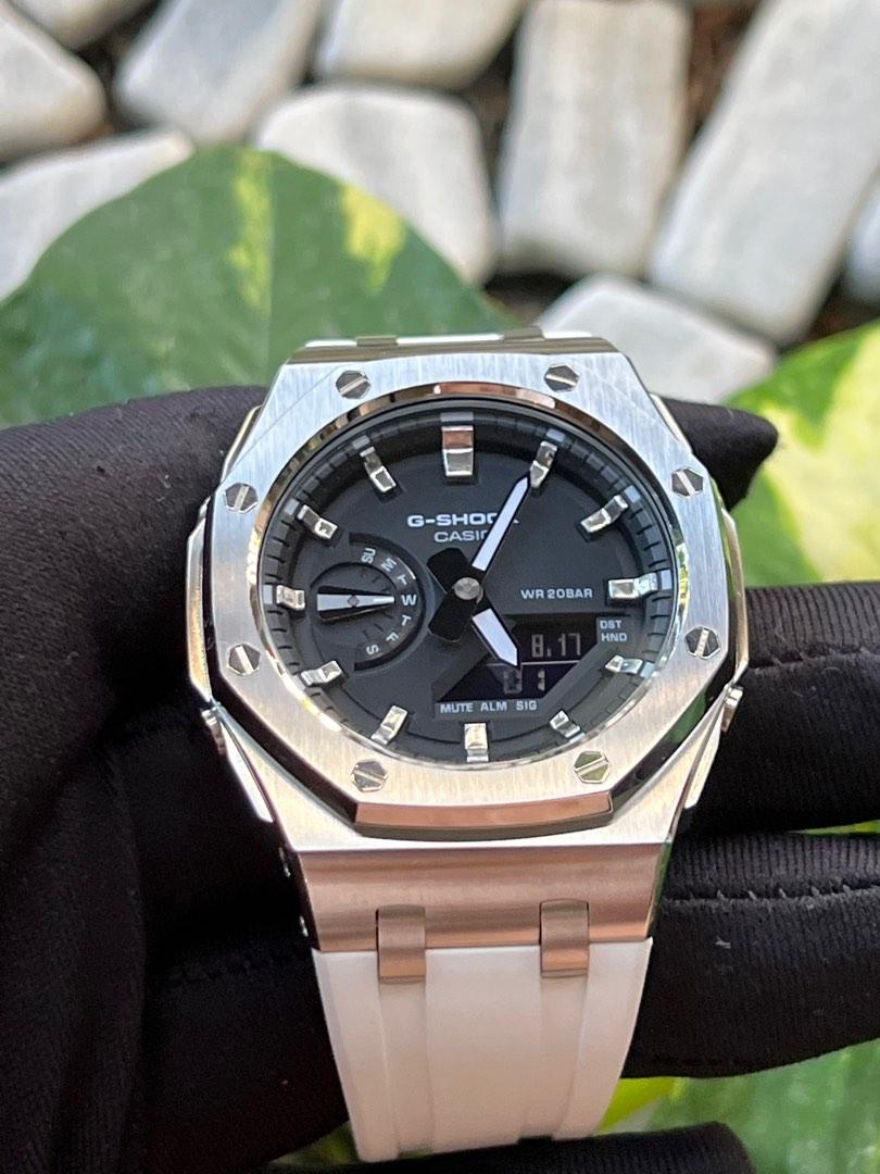 Gshock Casioak ga2100 ga2110 custom v9 silver white knight mod, Men's ...