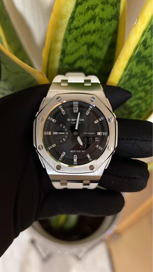 Gshock Casioak ga2100 ga2110 custom v9 silver white knight mod, Men's ...