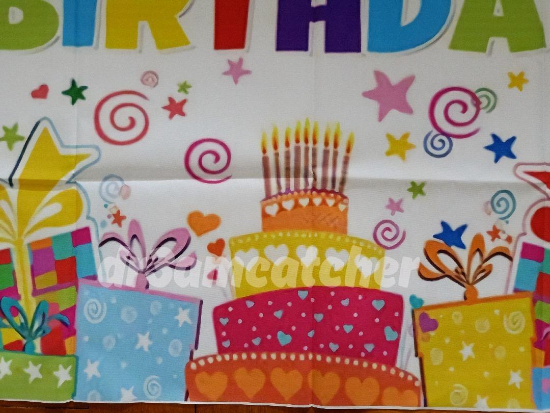 Happy Birthday cloth banner backdrop 120cm by 80cm! Good deal! cartoon ...