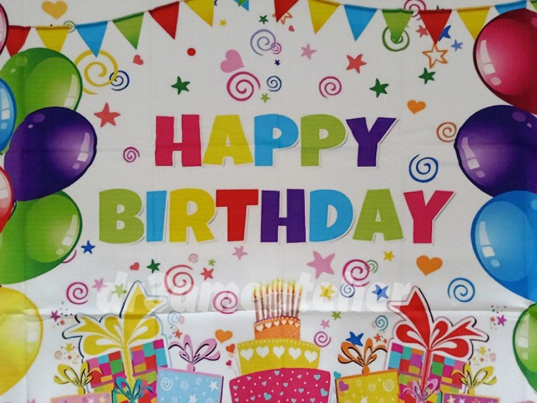 Happy Birthday cloth banner backdrop 120cm by 80cm! Good deal! cartoon ...